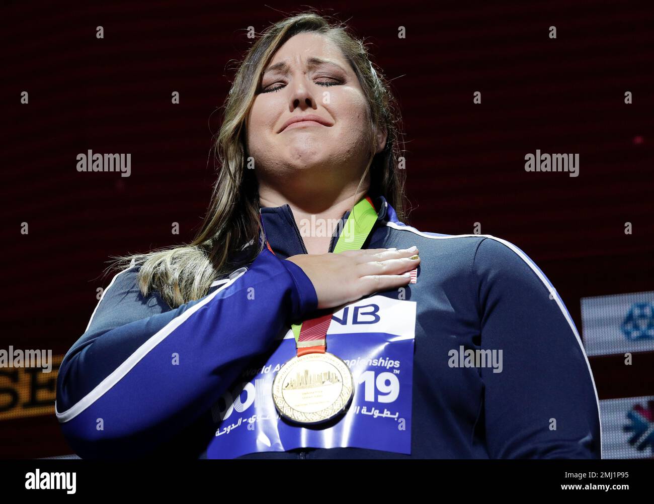 Deanna Price, of the United States, gold winner, during the medal ...