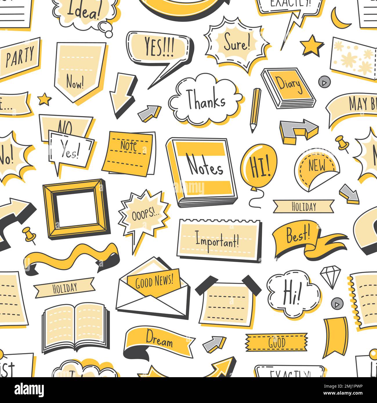 Bullet journal seamless pattern, doodle diary calendar banners, ribbons ...