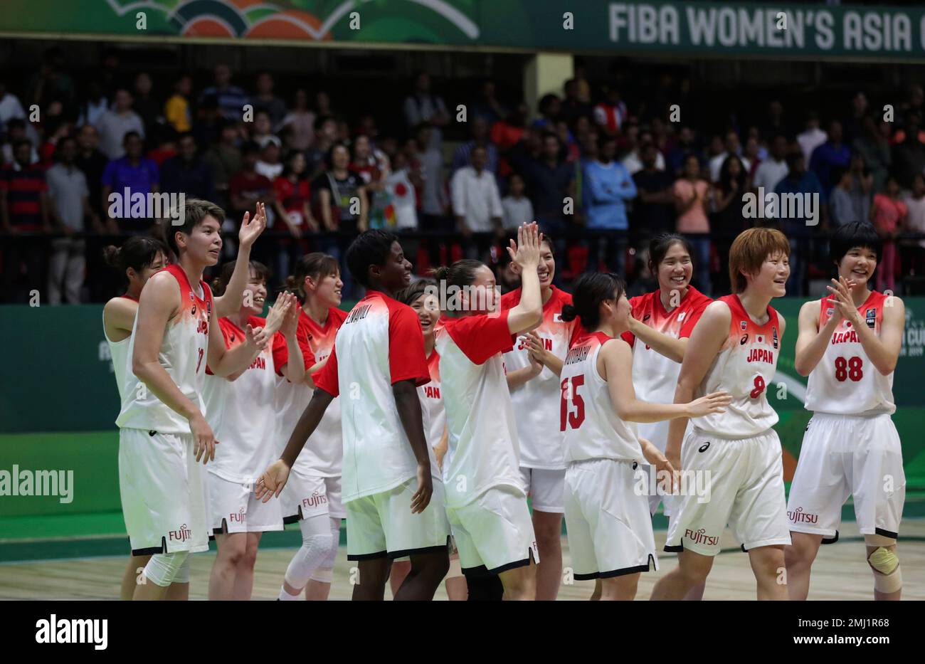 Japanese players celebrate after their win in the FIBA Basketball Women ...