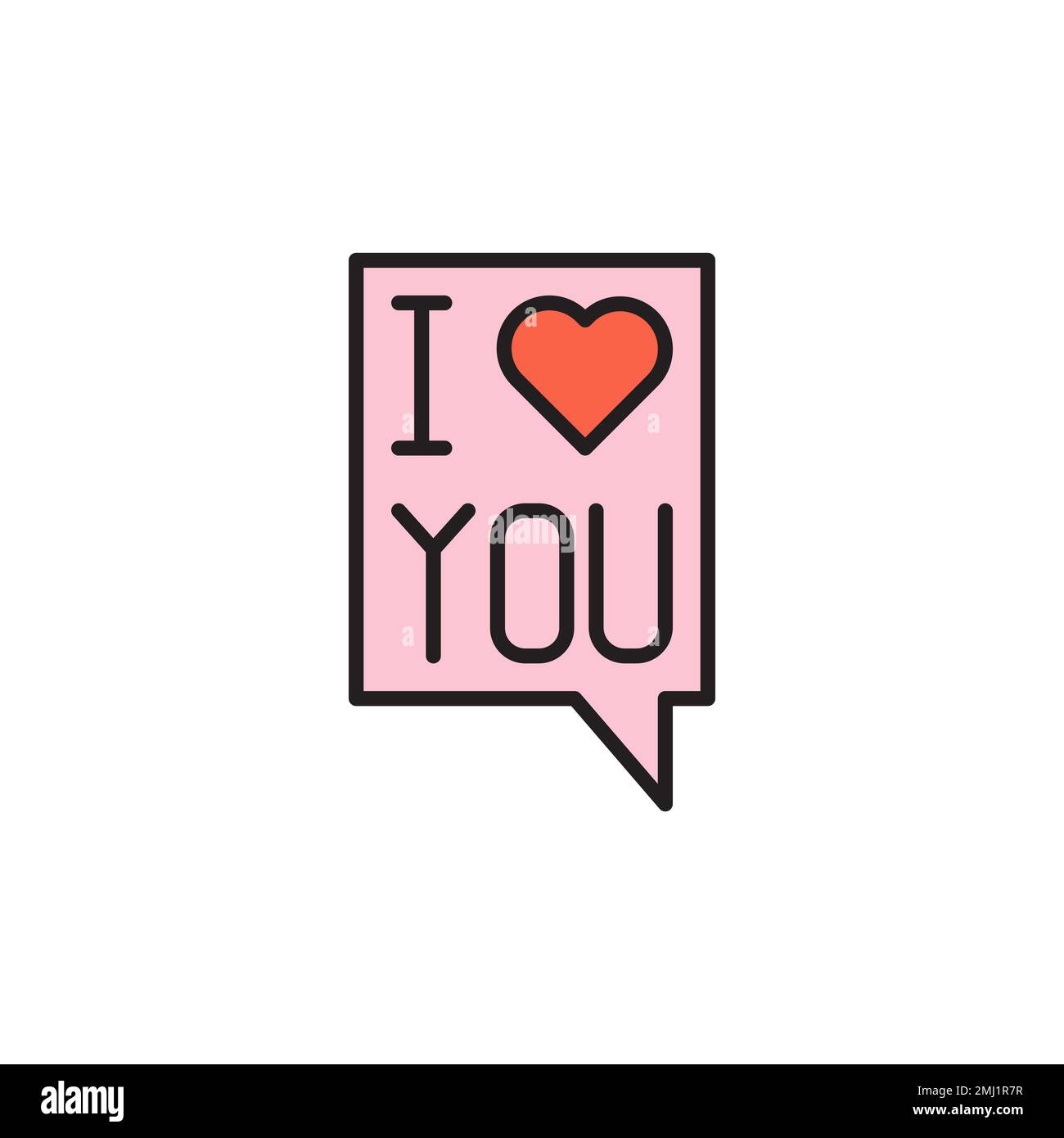 I love you message icon. linear style sign for mobile concept and web ...