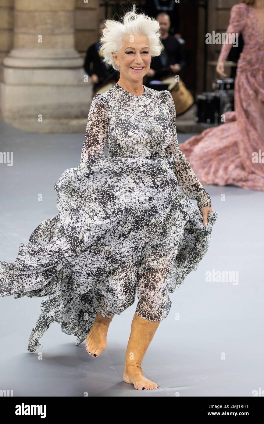 Actress Dame Helen Mirren wears a creation as part of the L'Oreal Ready ...