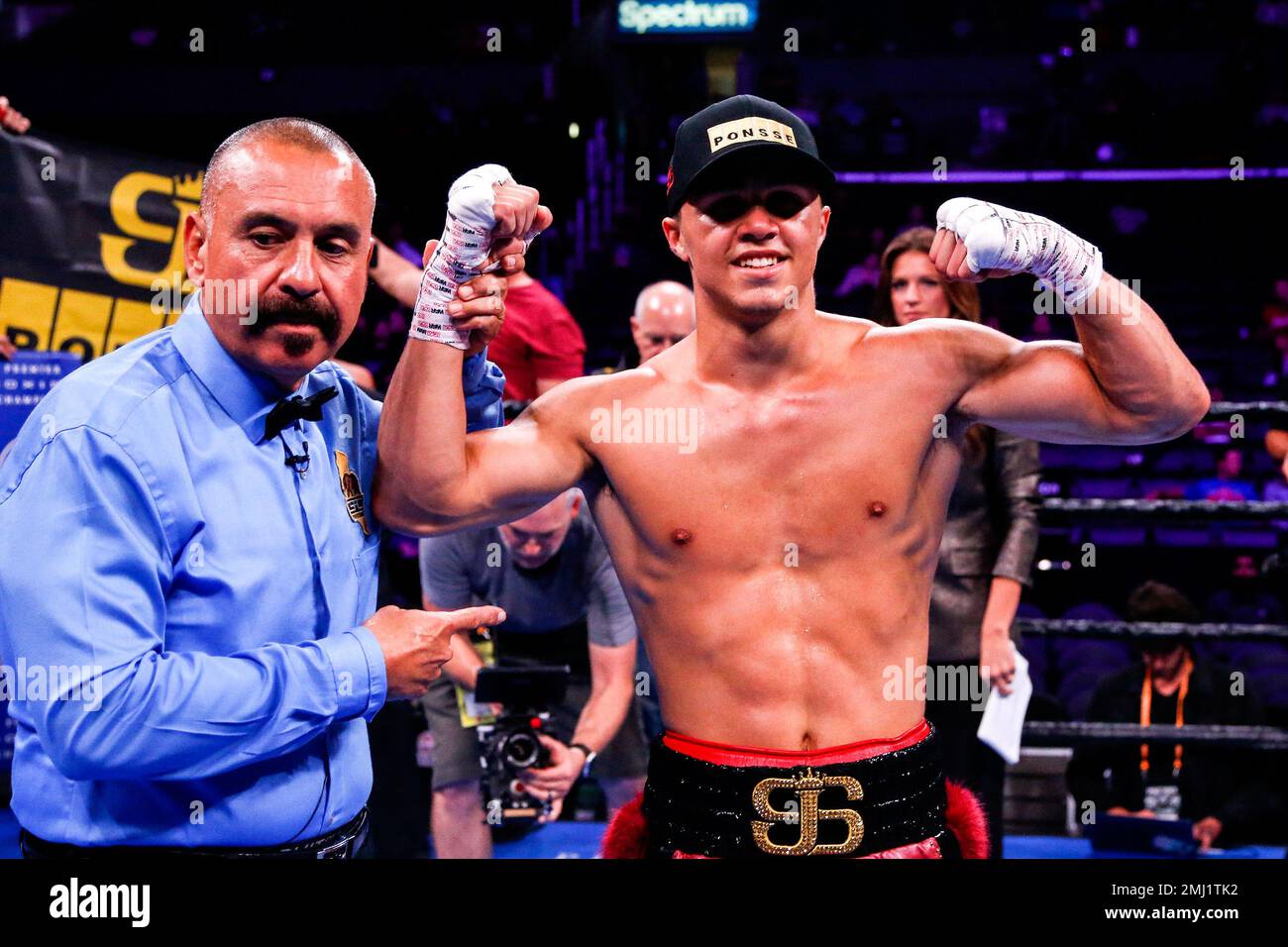 Joey Spencer celebrates after defeating Travis Gambardella during the ...