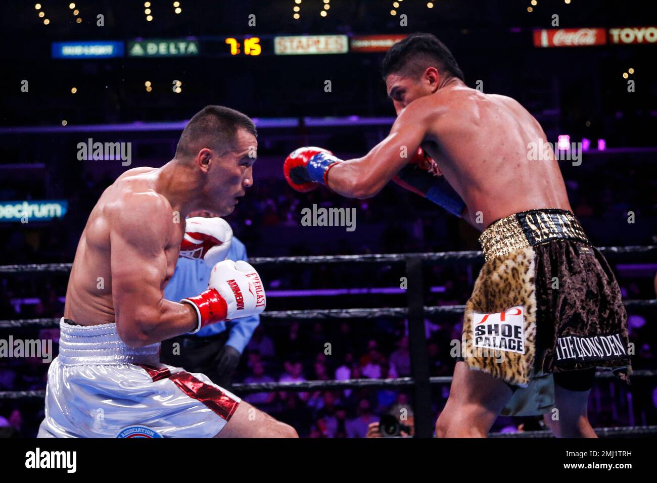 Mario Barrios fights against Batyr Akhmedov during the WBA World Super ...