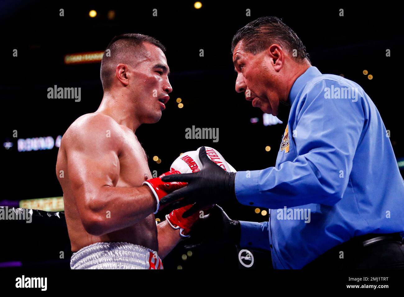 Mario Barrios fights against Batyr Akhmedov during the WBA World Super ...