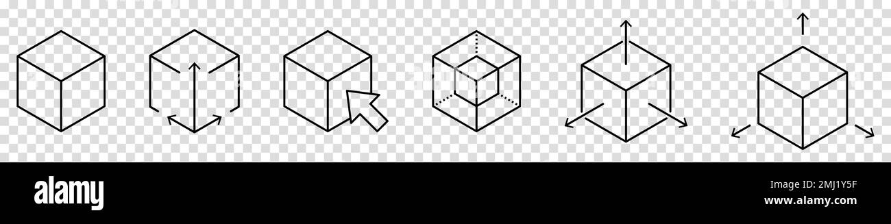 3D modeling icons. Thin line design. Vector illustration isolated on transparent background ...