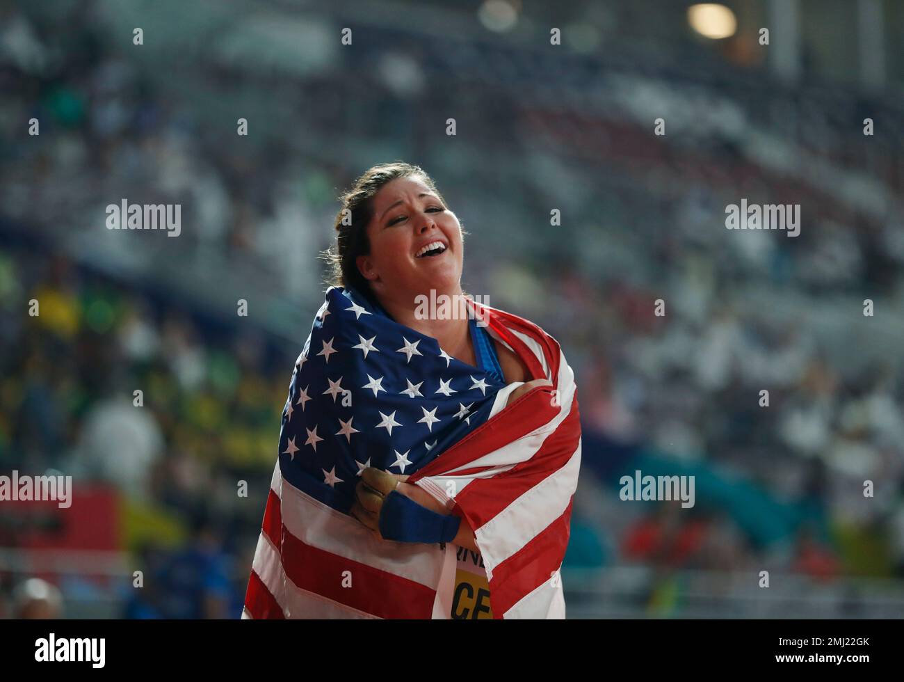 Deanna Price, of the United States, celebrates after winning the gold ...