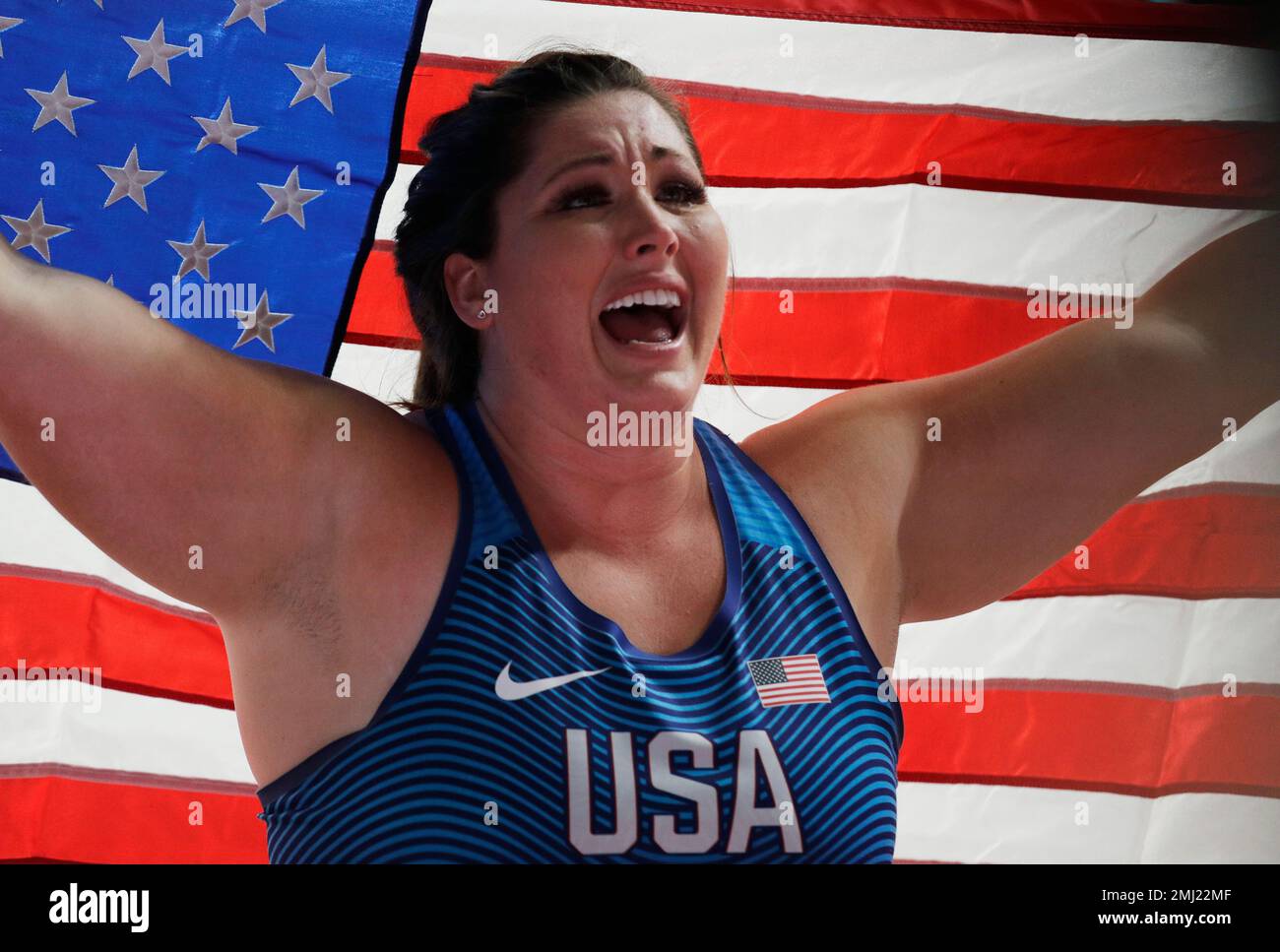 Deanna Price, of the United States, celebrates after winning the gold ...