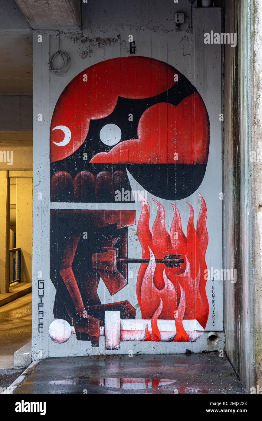 Street art for editorial use only. Mural graffiti by Estonian artist ...