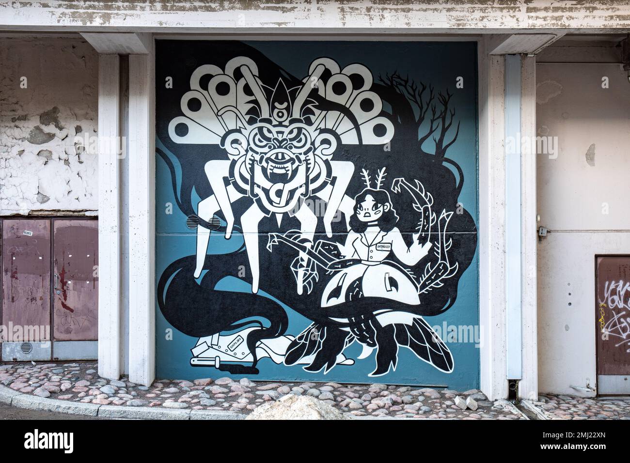 Street art for editorial use only. Mural graffiti by Russian artists ...