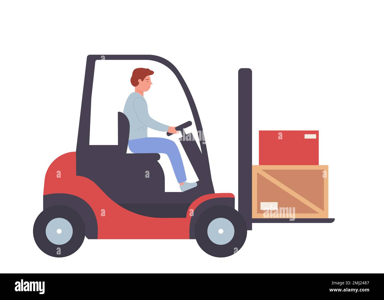 Storekeeper loader. Warehouse worker, store managing process vector ...