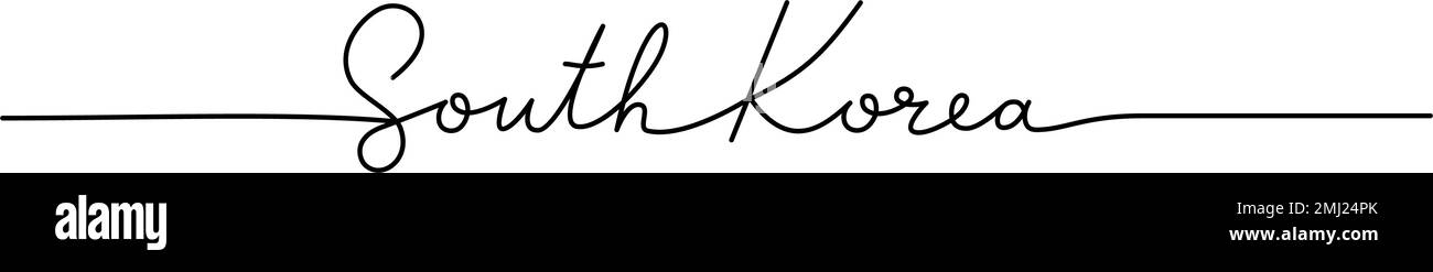 South Korea - word with continuous one line. Minimalist drawing of ...