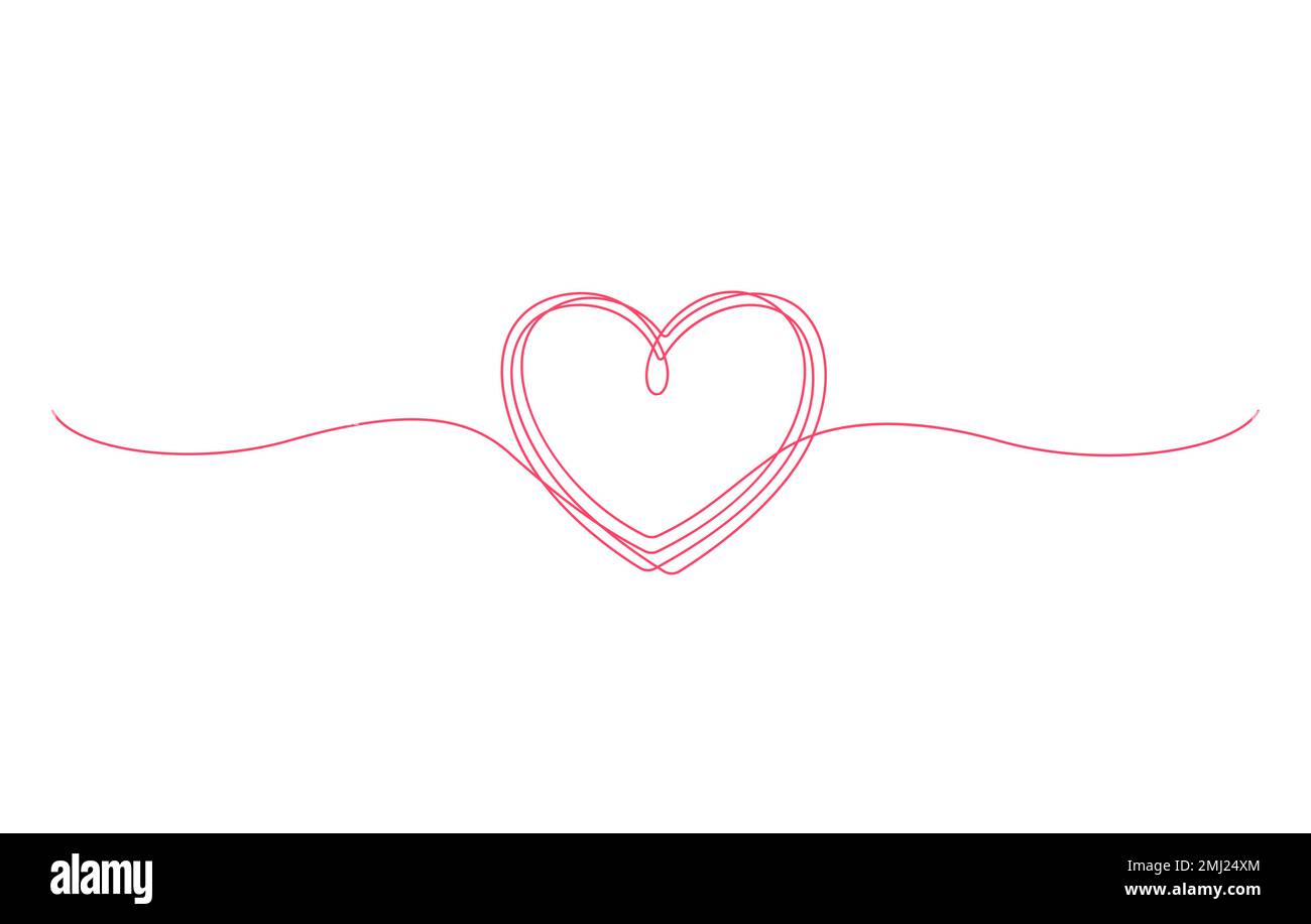 Heart One Line Drawing Vector Illustration Line Art Of Heart Shape