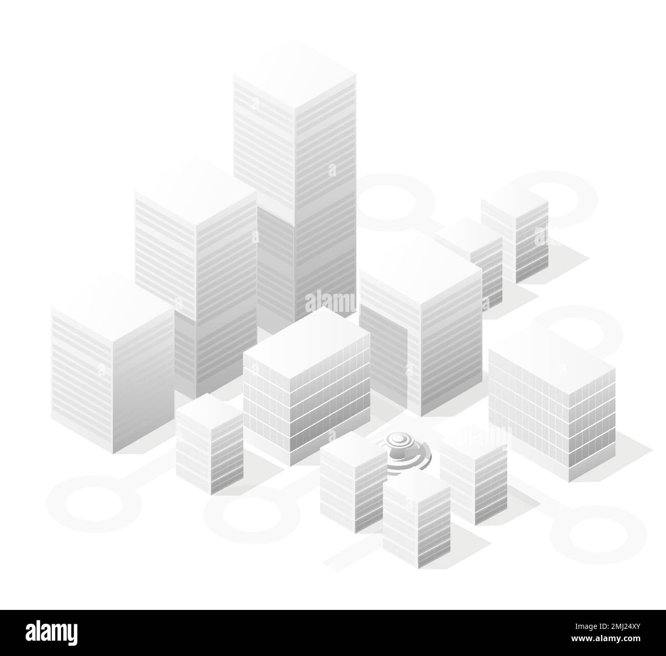 A vector isometric illustration of a white city on white design street Stock Vector Image & Art ...