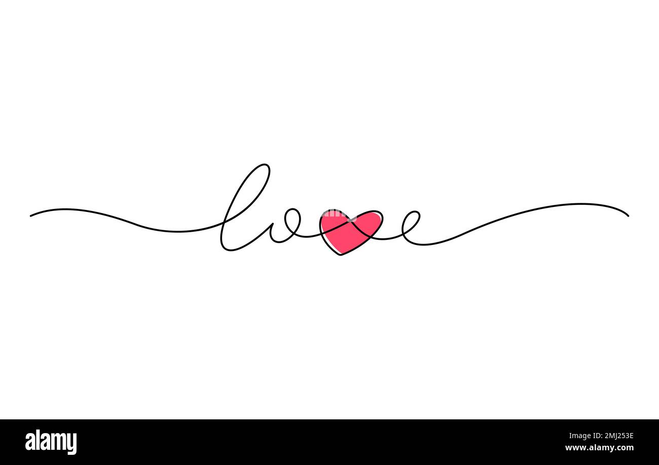 love lettering design continuous line drawing vector illustration Stock ...