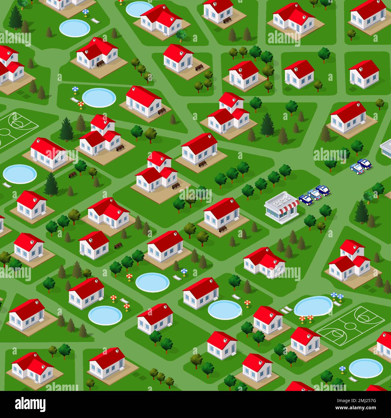 A glance at the isometric 3D illustration view of a cottage townhouse ...