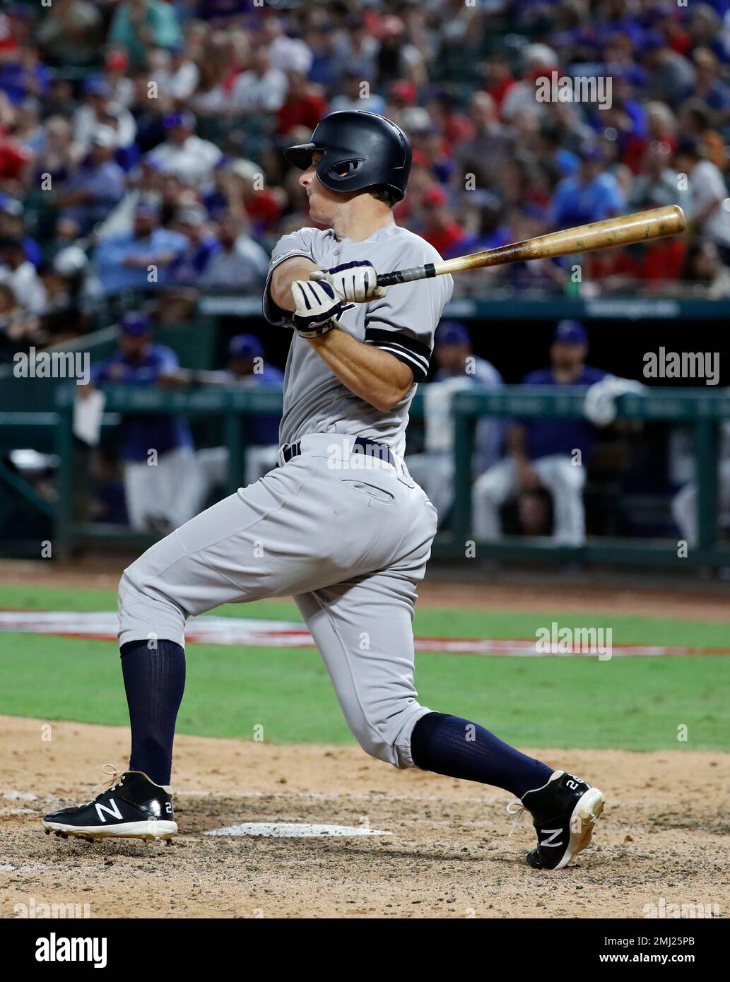 New York Yankees' DJ LeMahieu follows through on a bases-clearing ...