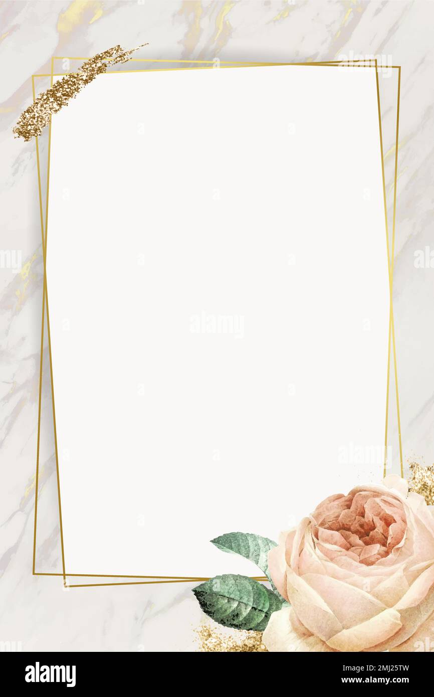 Floral rectangle golden frame vector Stock Vector Image & Art - Alamy