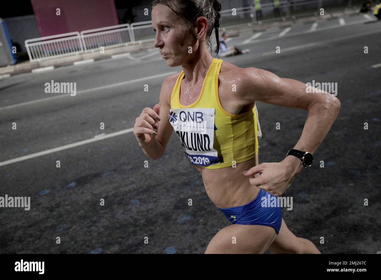 Johanna Backlund, of Sweden, competes during the women's marathon at ...