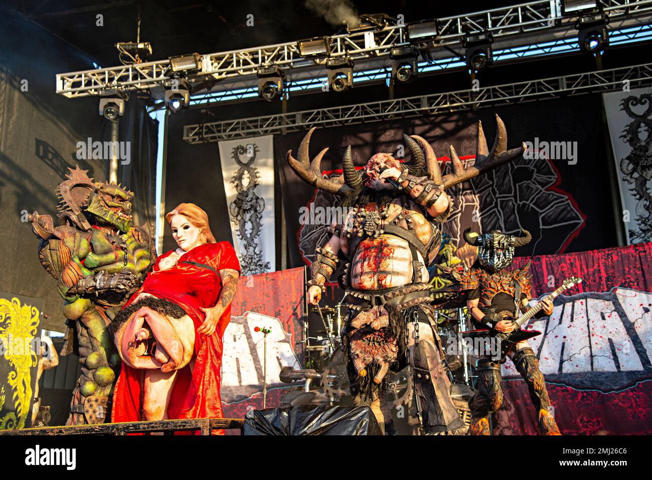 Michael Bishop as Blothar of GWAR performs during Louder Than Life at Highland Festival Grounds ...