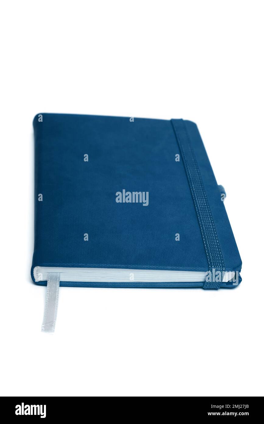 Notepad with hard cover. Top view. Studio shot isolated on white Stock ...