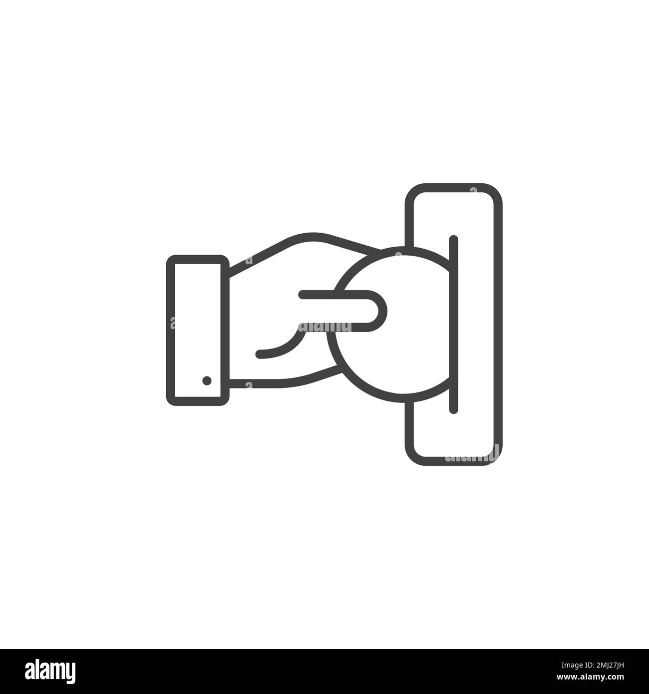 Hand insert coin icon. linear style sign for mobile concept and web ...