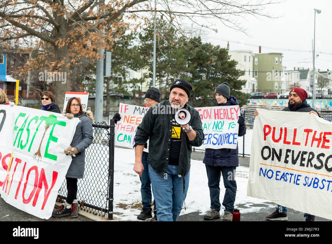 Jan. 25, 2023. East Boston, MA. GreenRoots and Extinction Rebellion ...