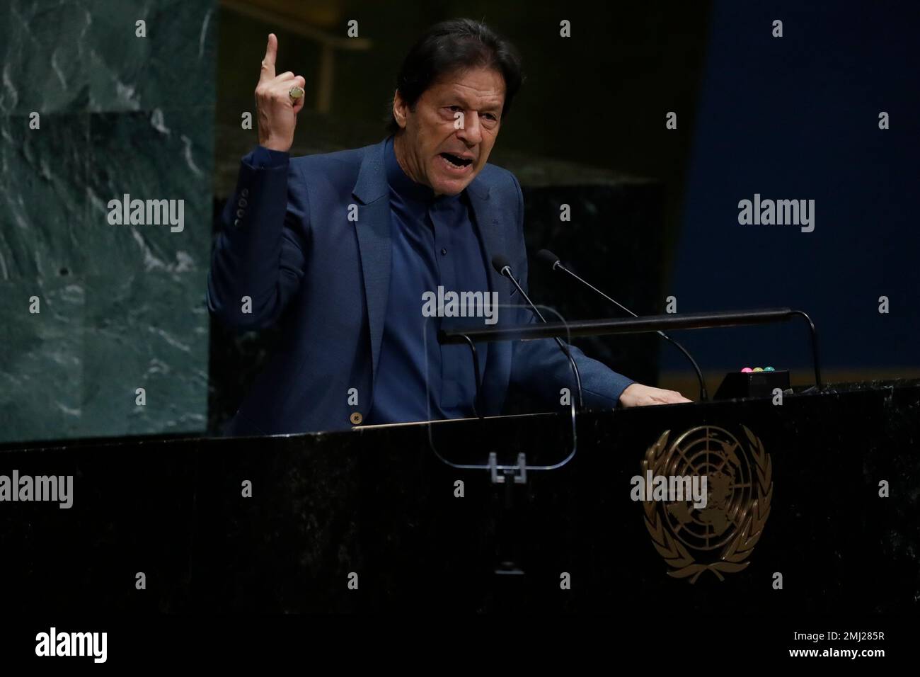 Pakistani Prime Minister Imran Khan addresses the 74th session of the ...