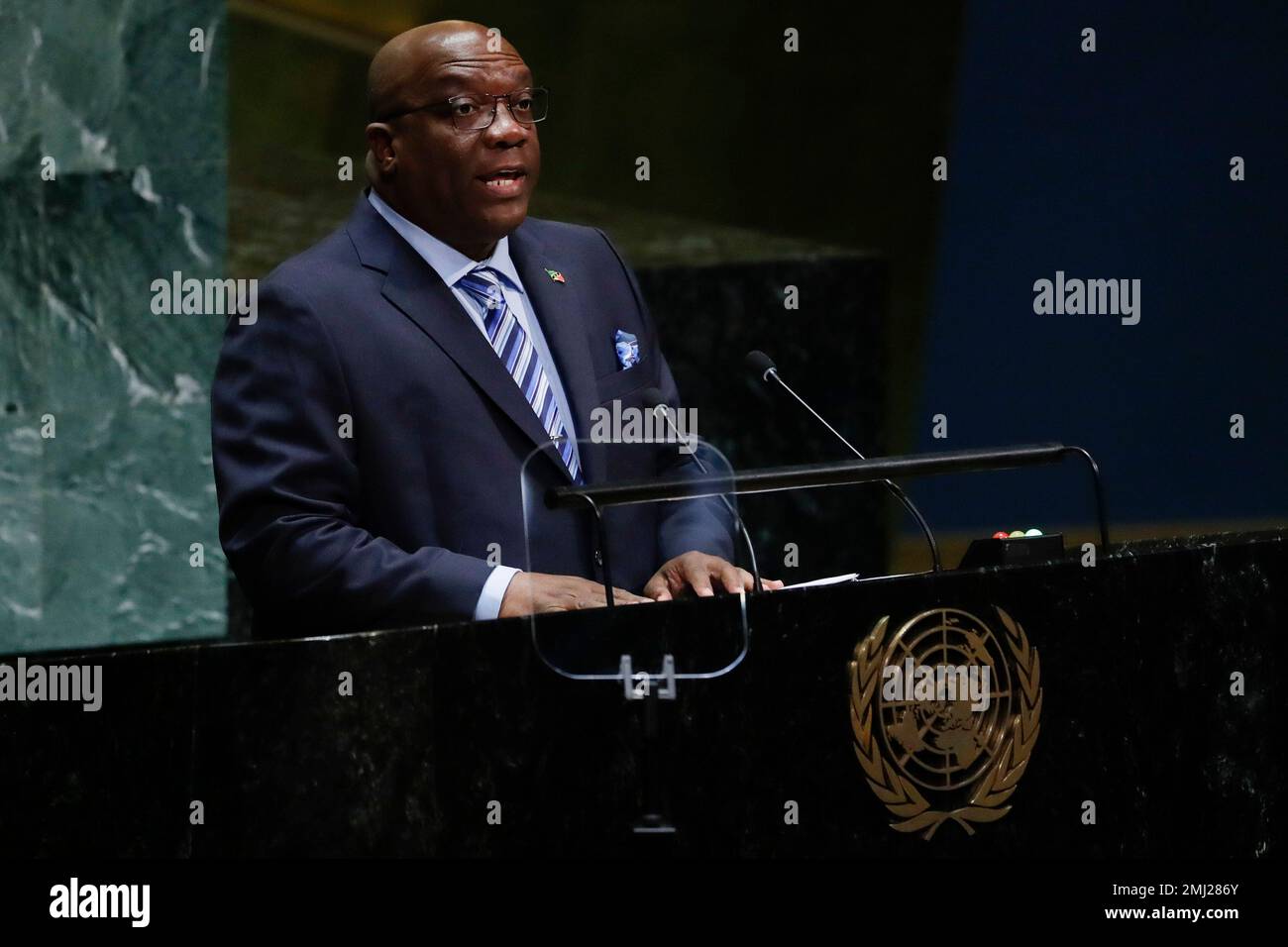 Timothy Harris, Prime Minister of St. Kitts and Nevis, addresses the 74th session of the United ...