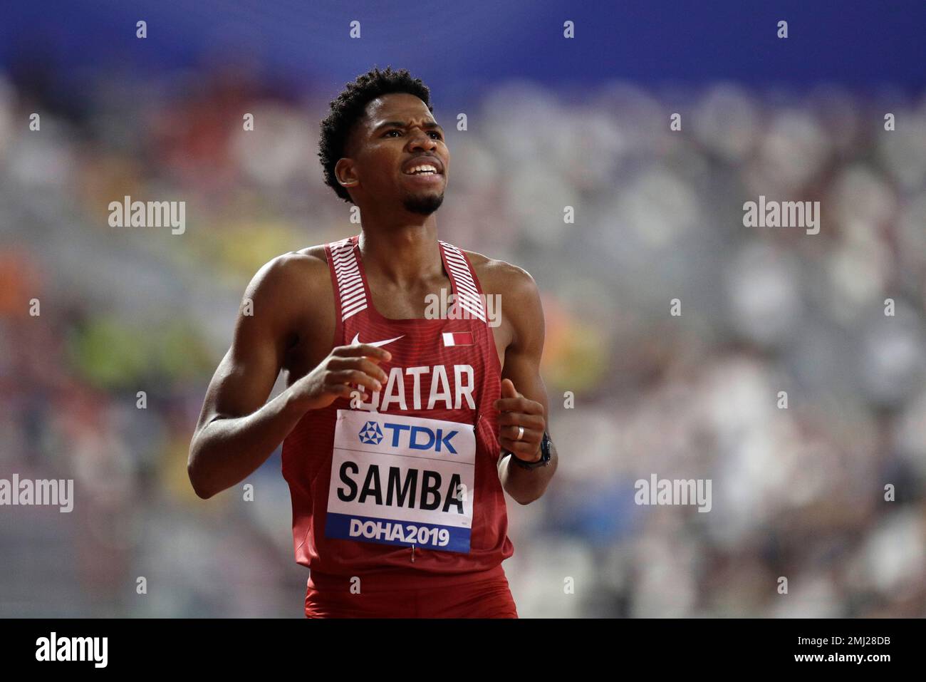 Qatar's Abderrahman Samba competes in the men's 400m hurdles at the ...