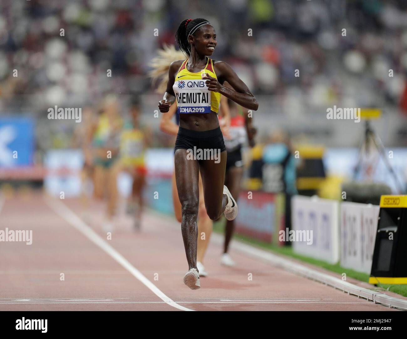 Uganda's Peruth Chemutai wins a women's 3,000 meters steeplechase heat ...
