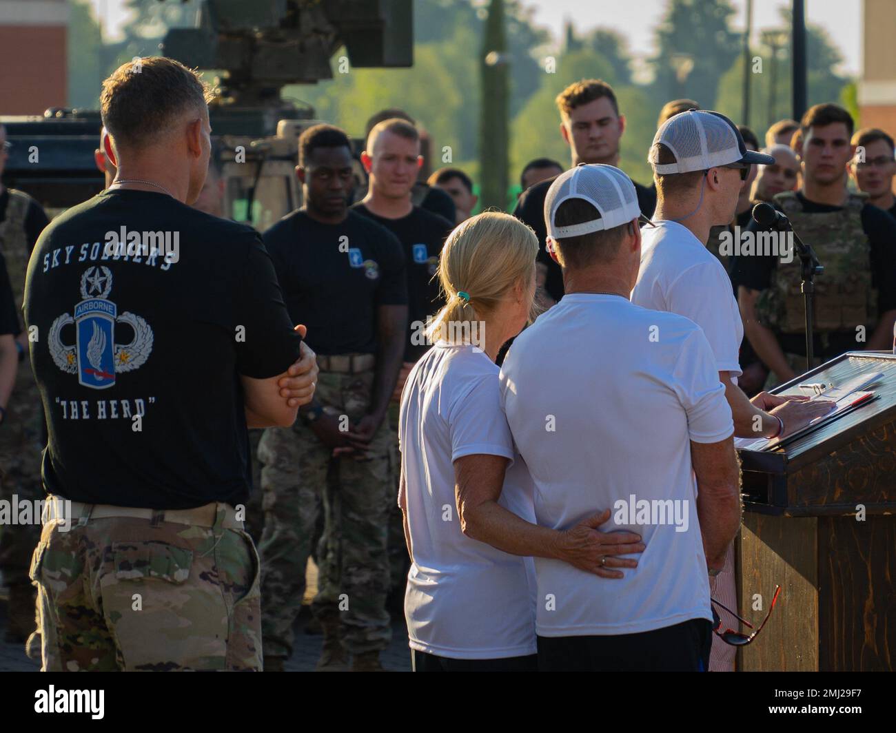 Trevor Hines, brother of 1LT Derek Hines, address U.S. Army ...