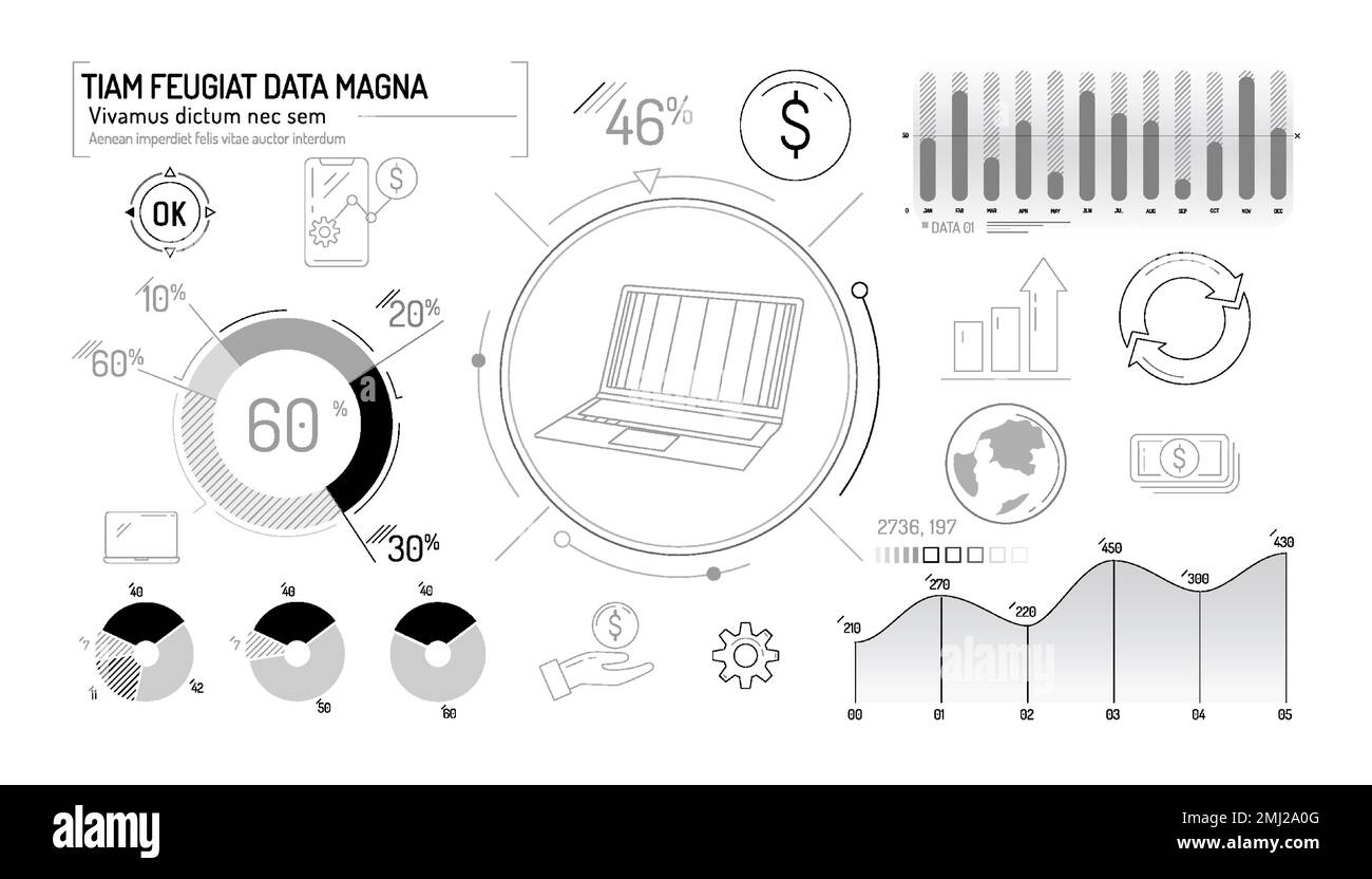 Set of infographic elements about the dollar exchange rate and fintech ...