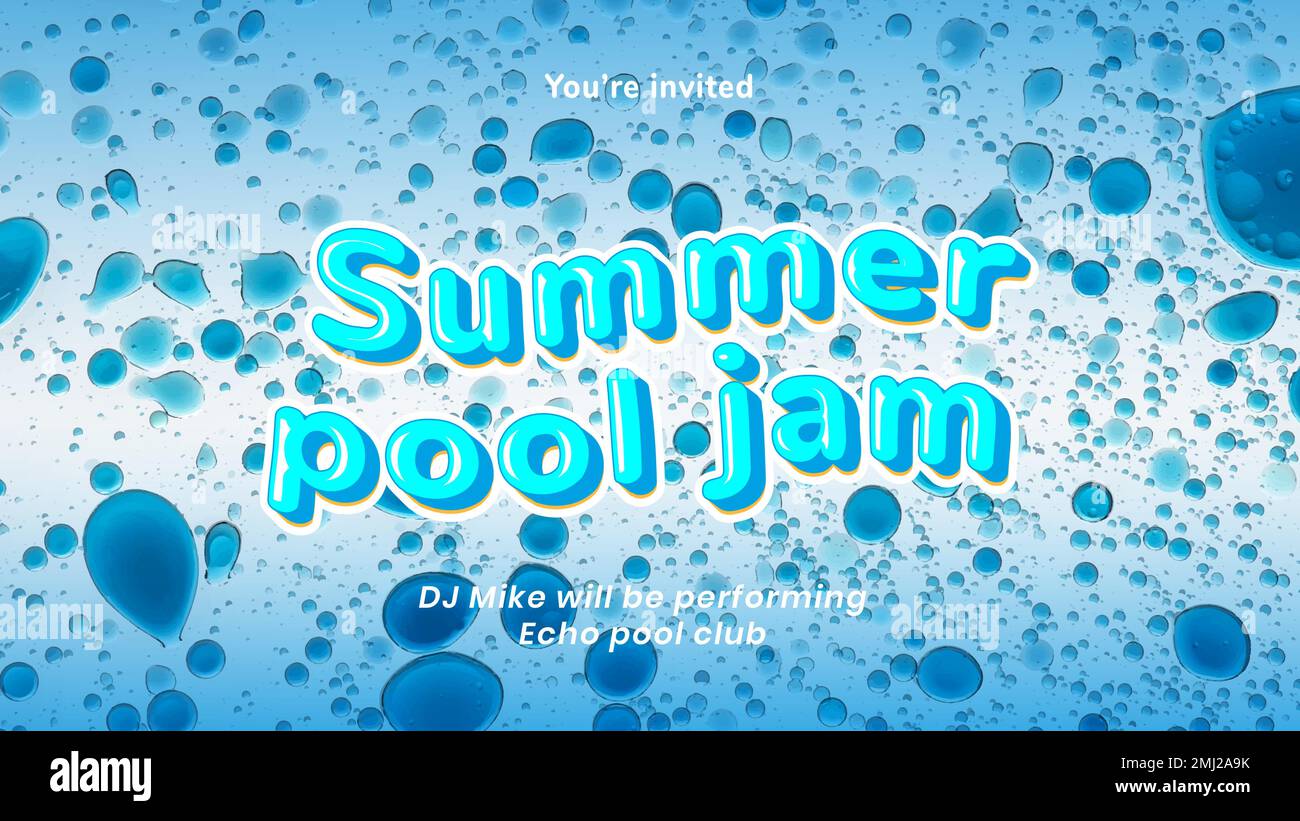 Pool party presentation template, editable vector Stock Vector Image ...
