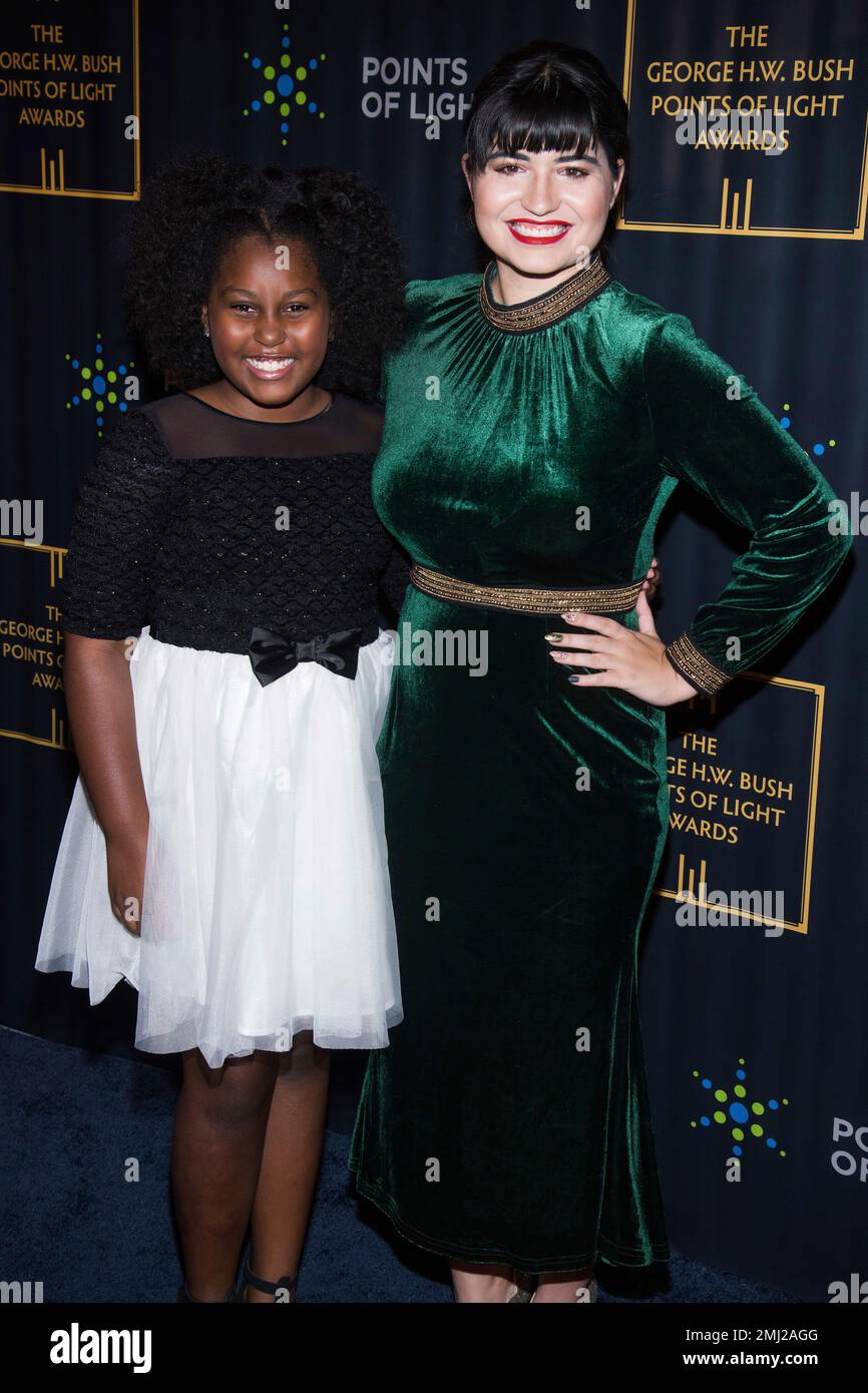 Khloe Thompson, left, and Maria Rose Belding attend the George H.W ...