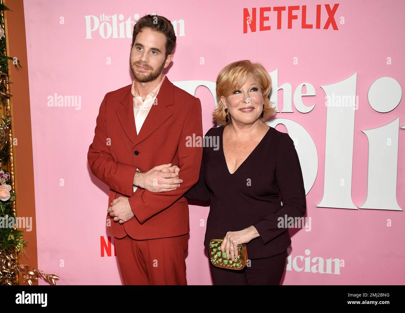 Actors Ben Platt, left, and Bette Midler pose together at the premiere ...