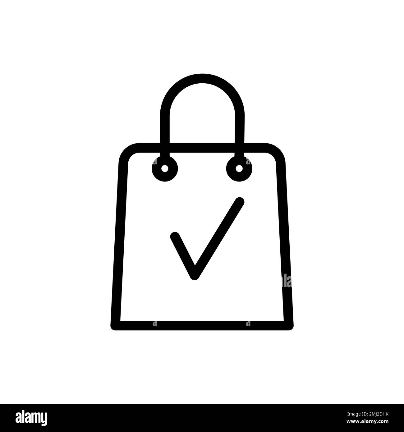 Bag ok icon line isolated on white background. Black flat thin icon on ...