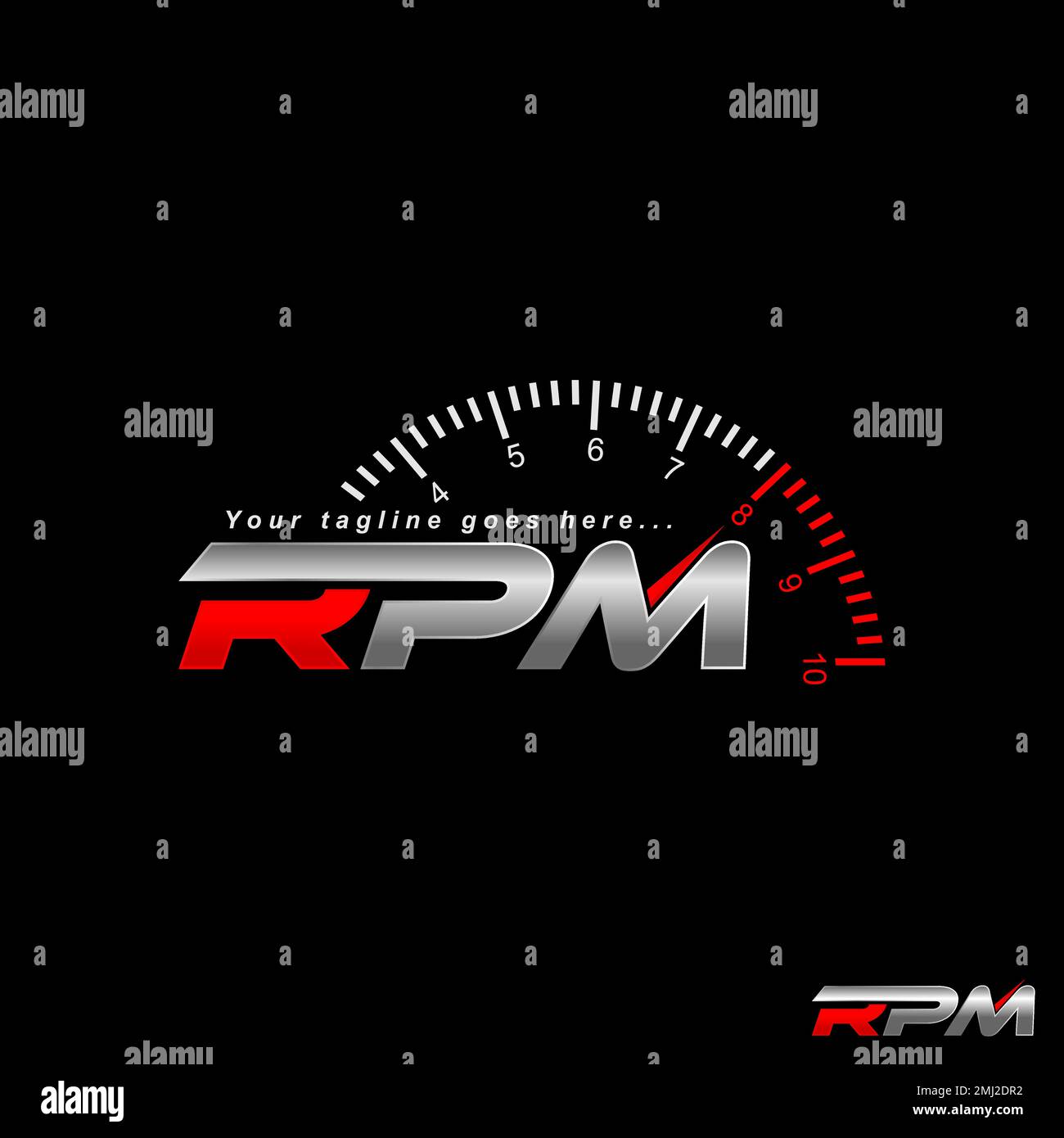 Unique letter or word RPM italic font with speedometer image graphic ...