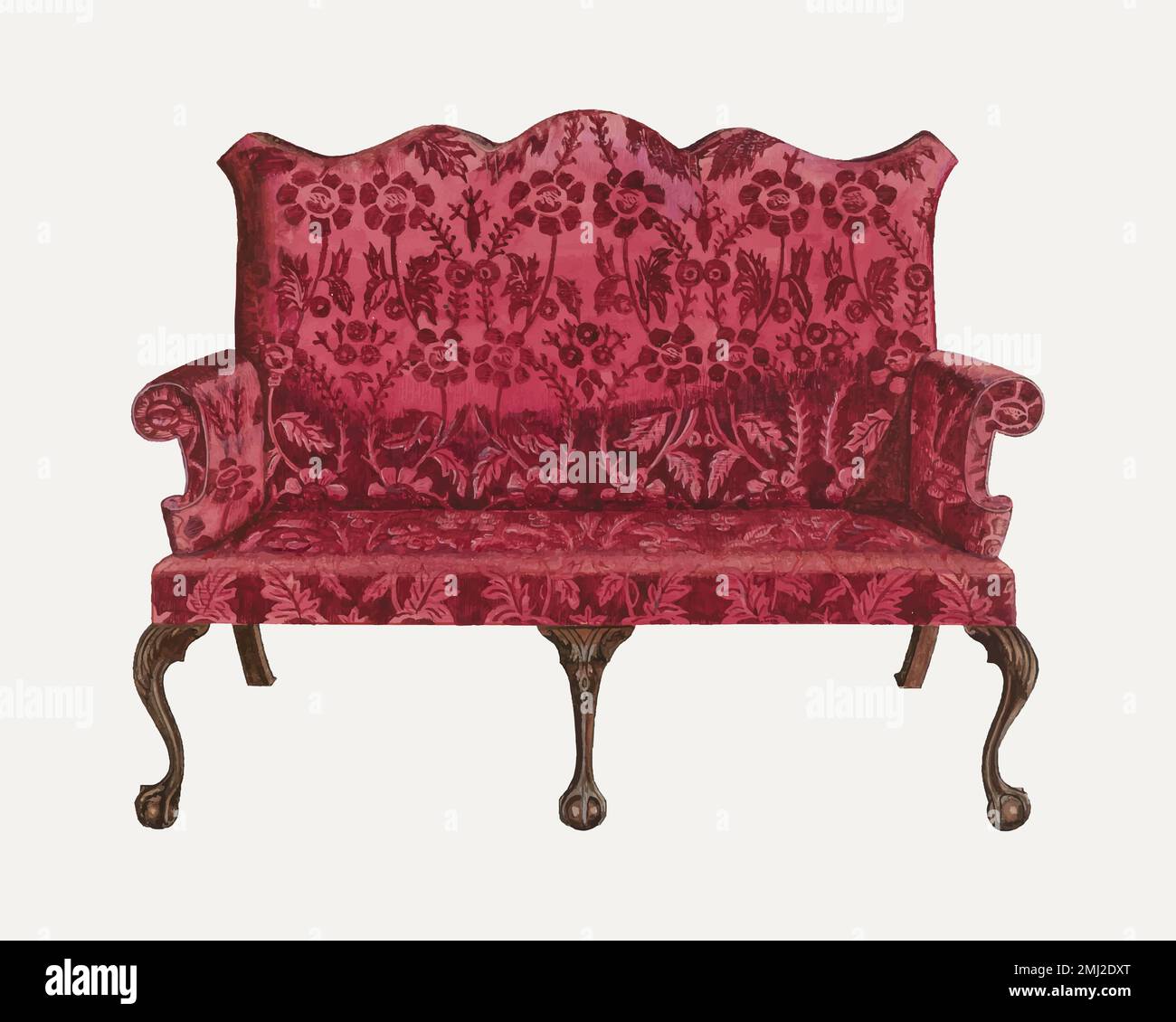 Vintage red settee vector illustration, remixed from the artwork by ...