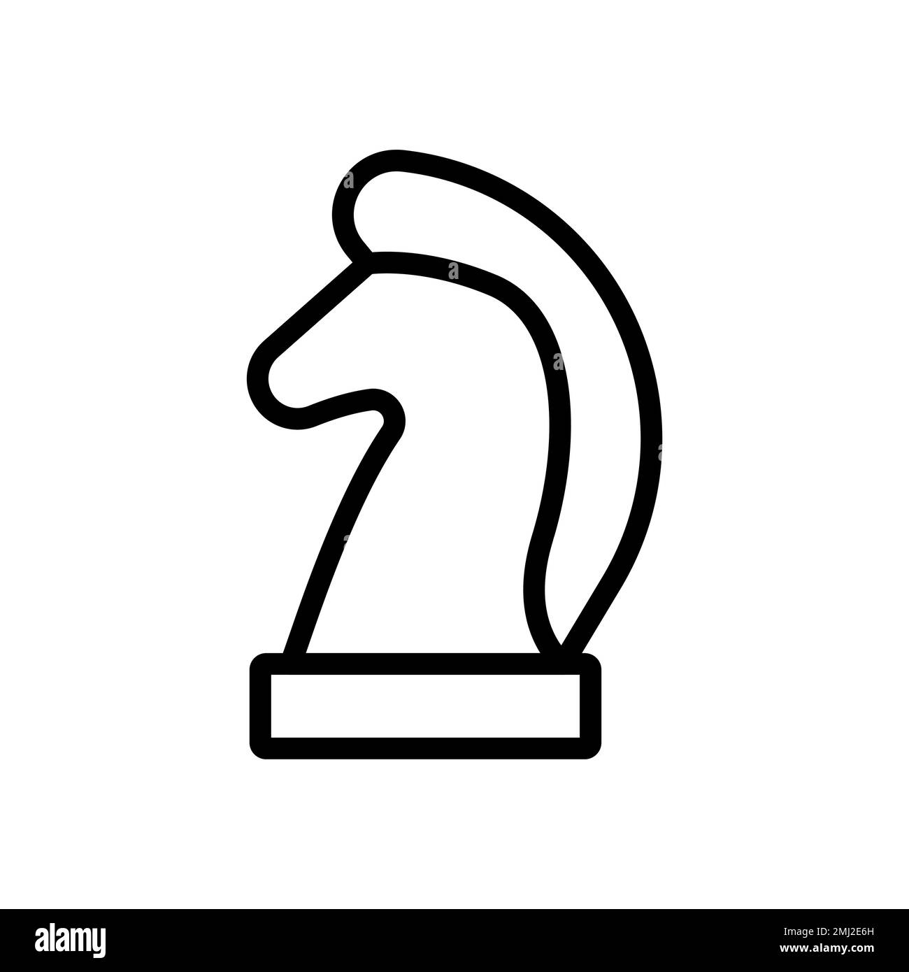 Horse chess icon line isolated on white background. Black flat thin icon on modern outline style ...