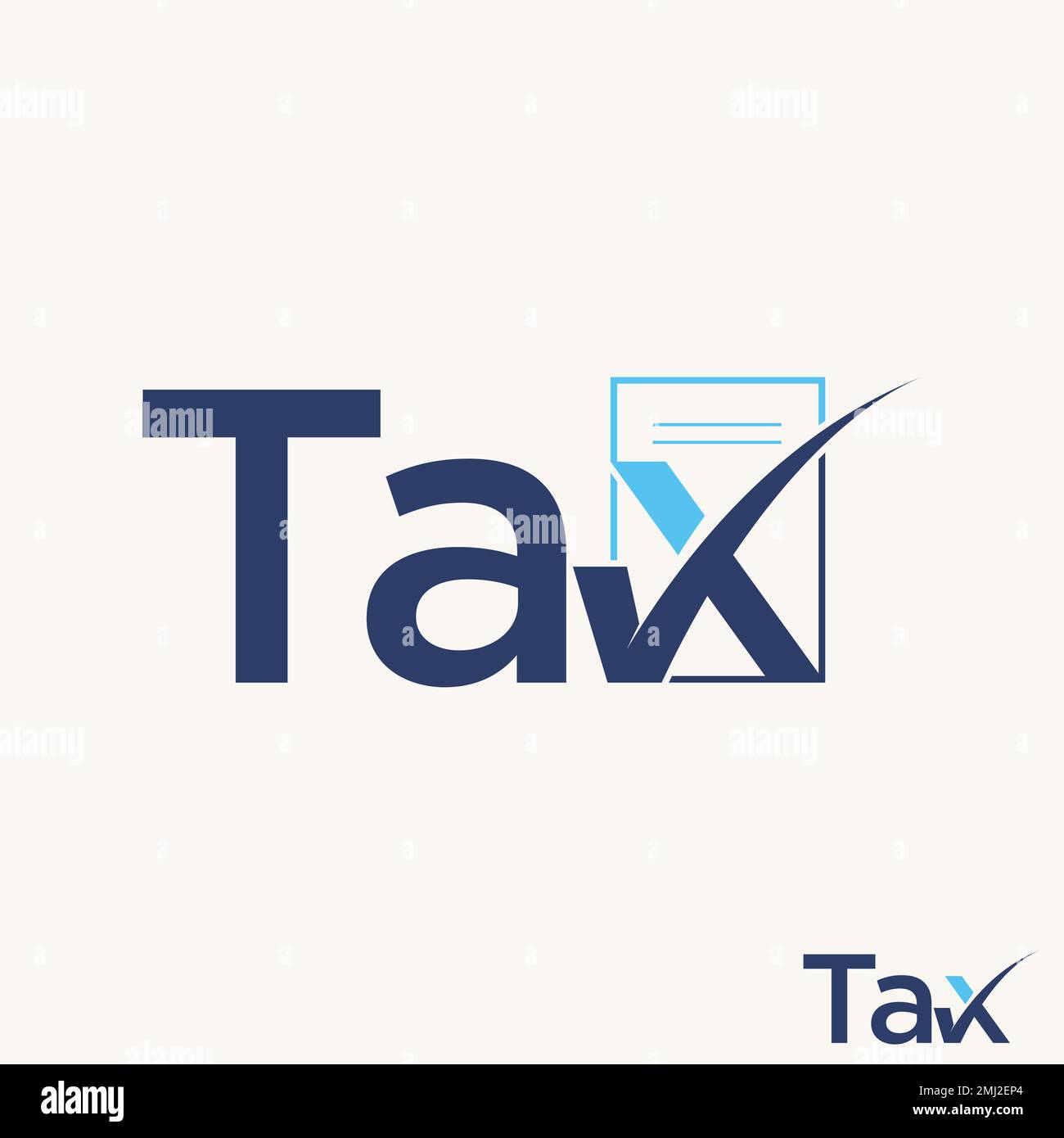 Simple and unique letter or word TAX font with paper and checklist ...