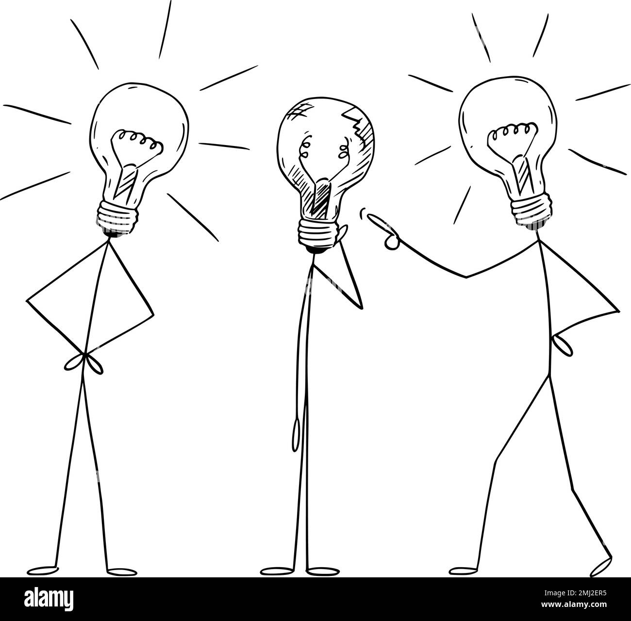 Problem of Thinking and Creativity, Vector Cartoon Stick Figure ...