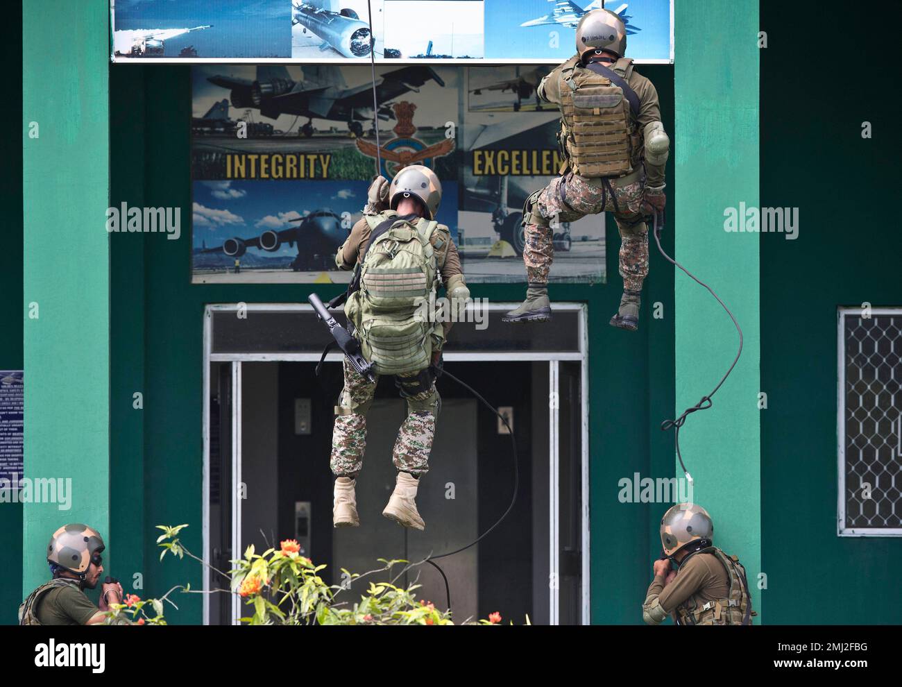 Indian Air Force's Garud commandos display their skills during an event ahead of the anniversary ...