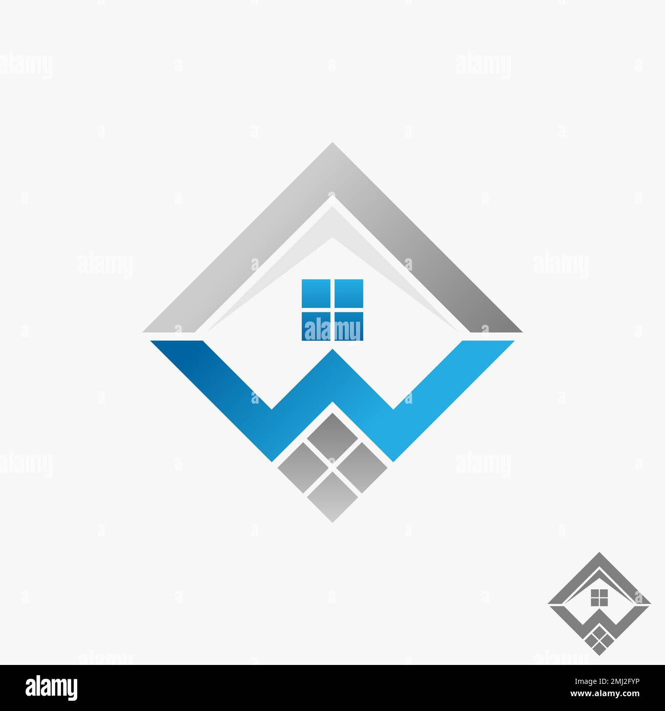 Simple and unique roof house with letter or word W font on rectangle graphic icon logo design ...