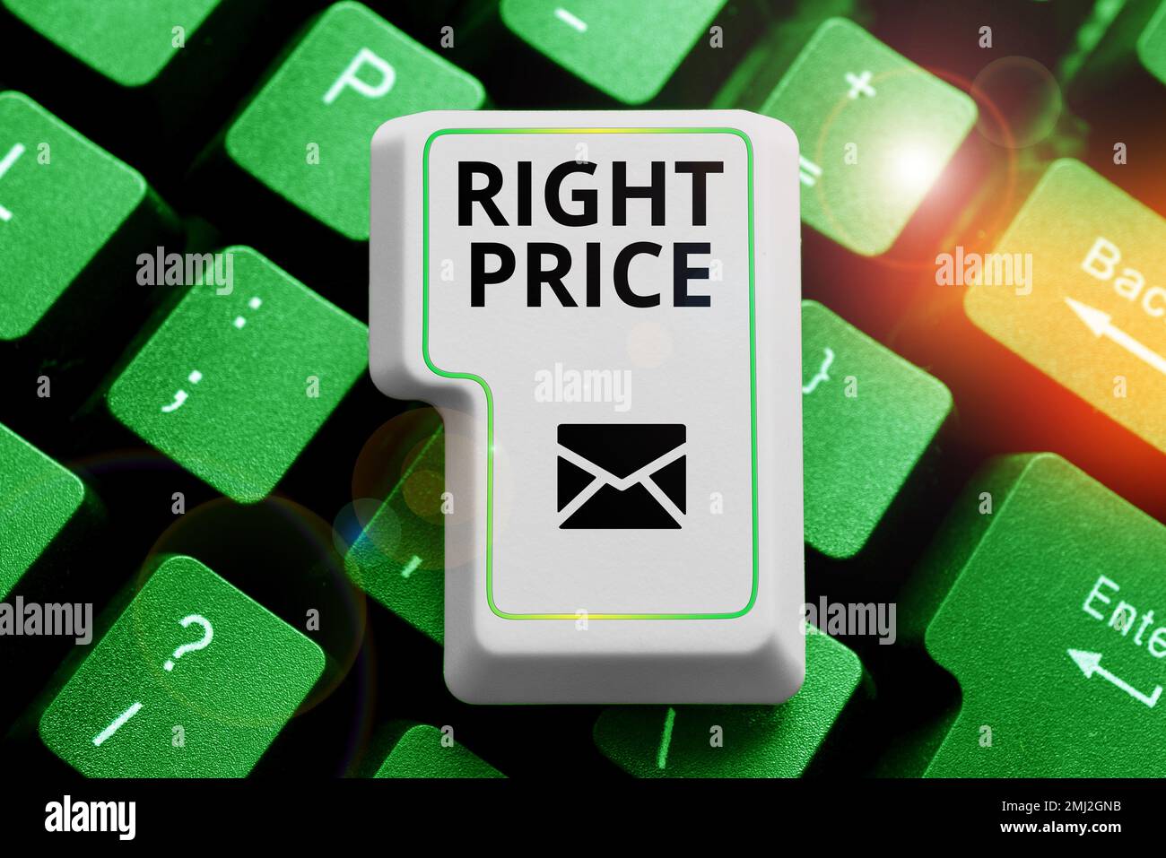 Text caption presenting Right Price, Word Written on the amount of ...