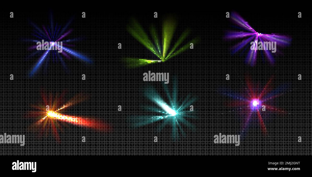 Bright light beams, laser rays, neon glow effect. Abstract flares ...