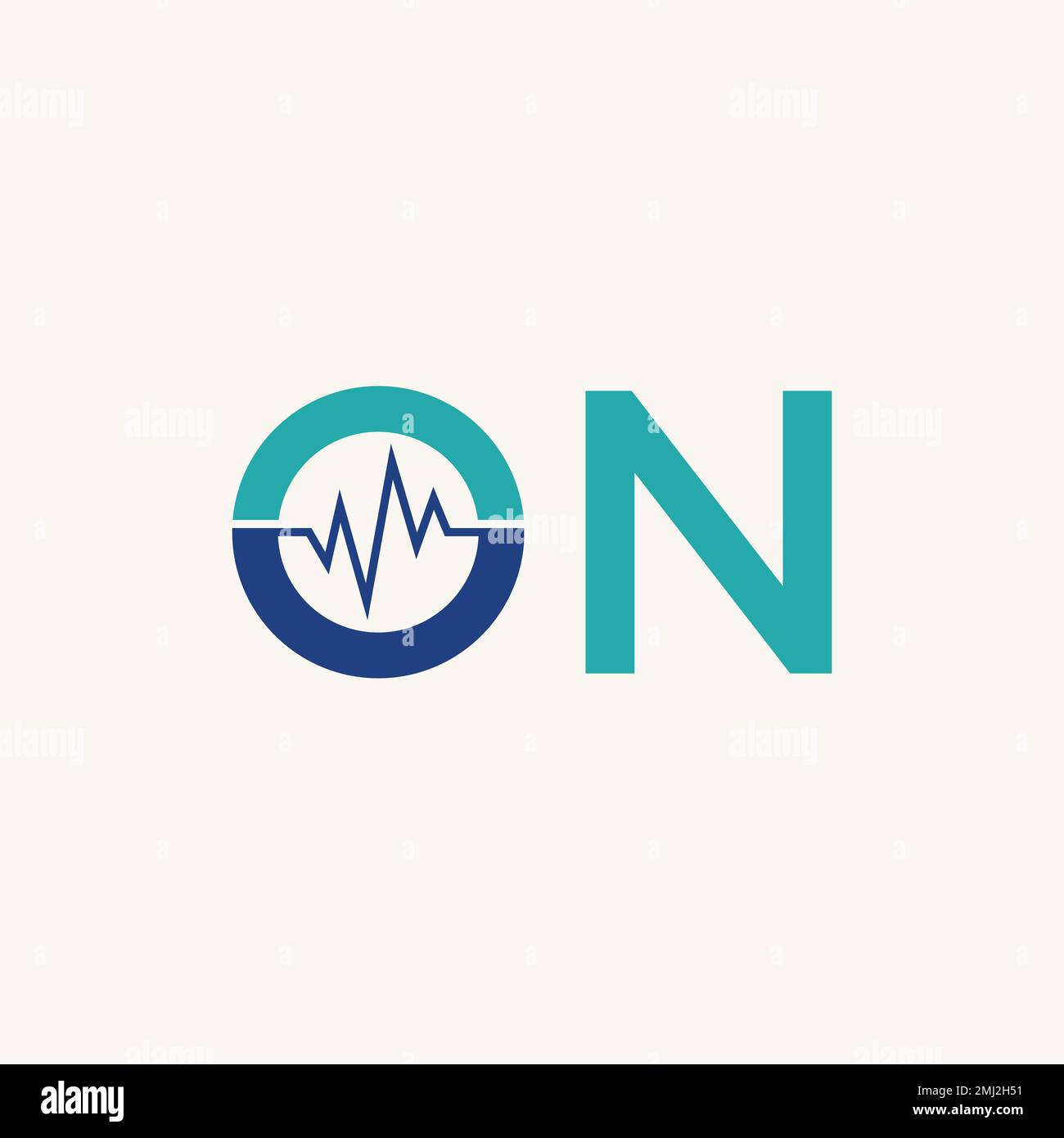 Simple and unique letter or word ON sans serif font with medical trading graphic icon logo ...