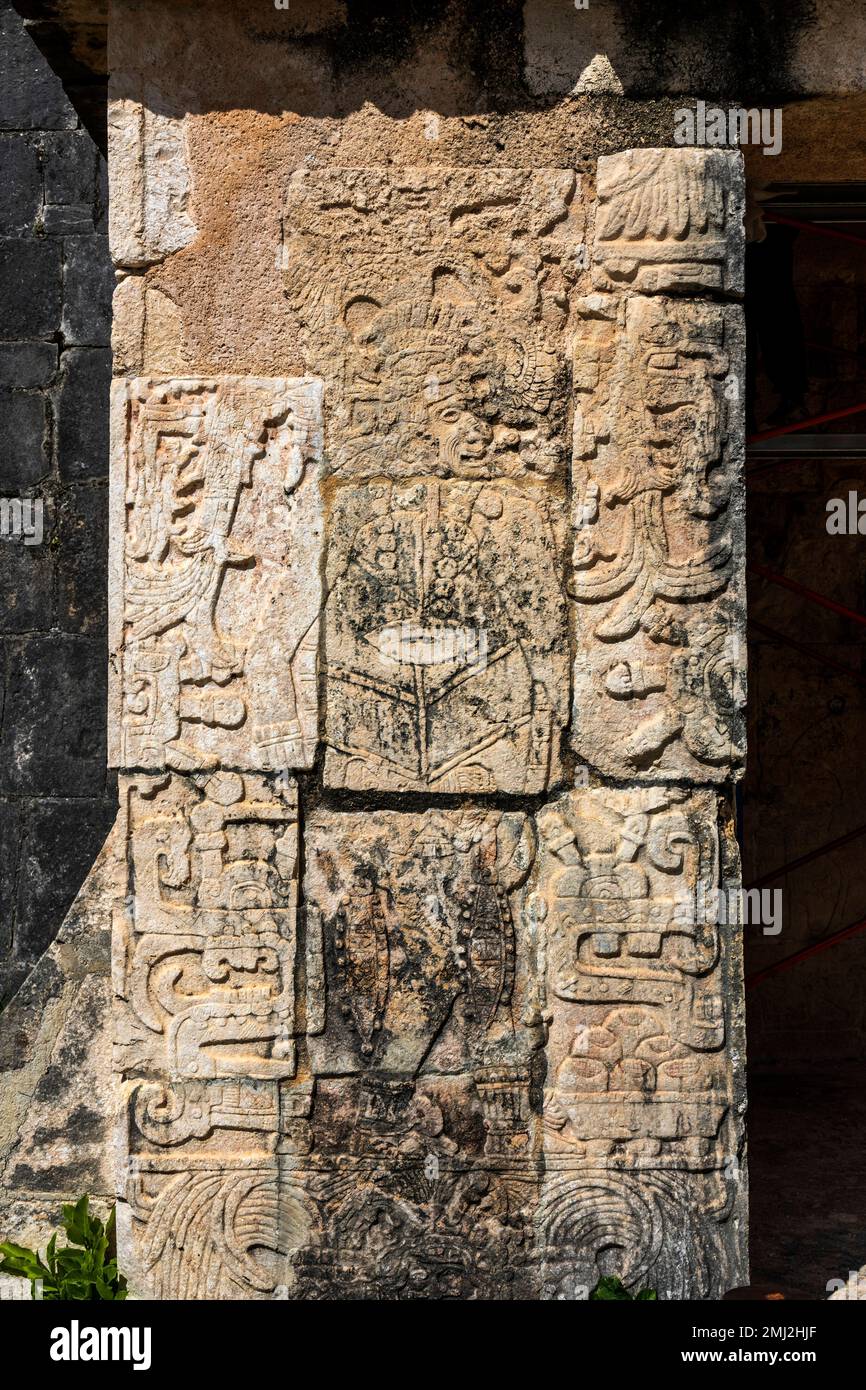 Stone carvings at Chichen Itza, Quintana Roo, Yucatan, Mexico, North ...