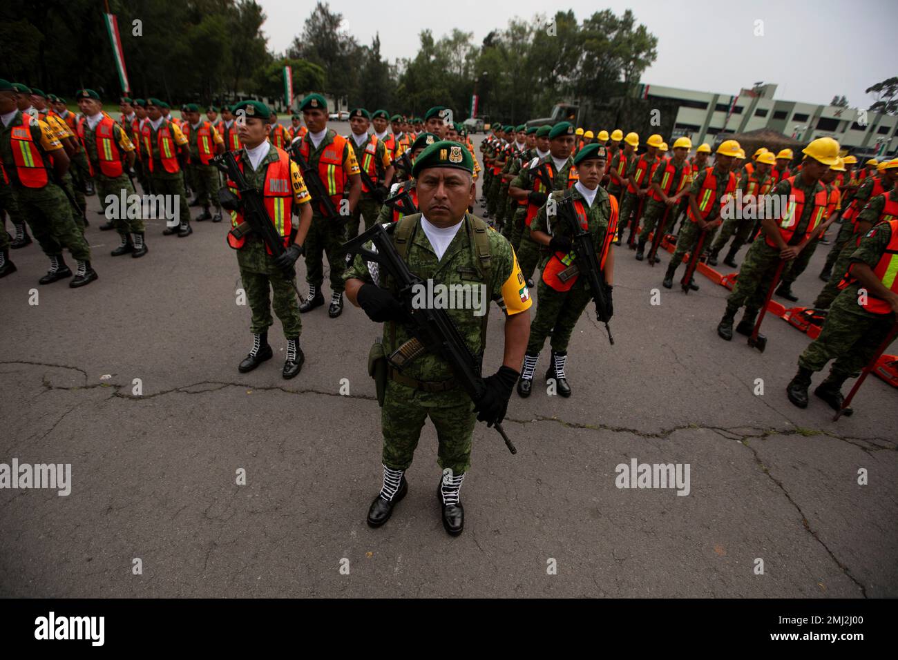 Mexican Army soldiers, members of Military Police, lineup during a ...