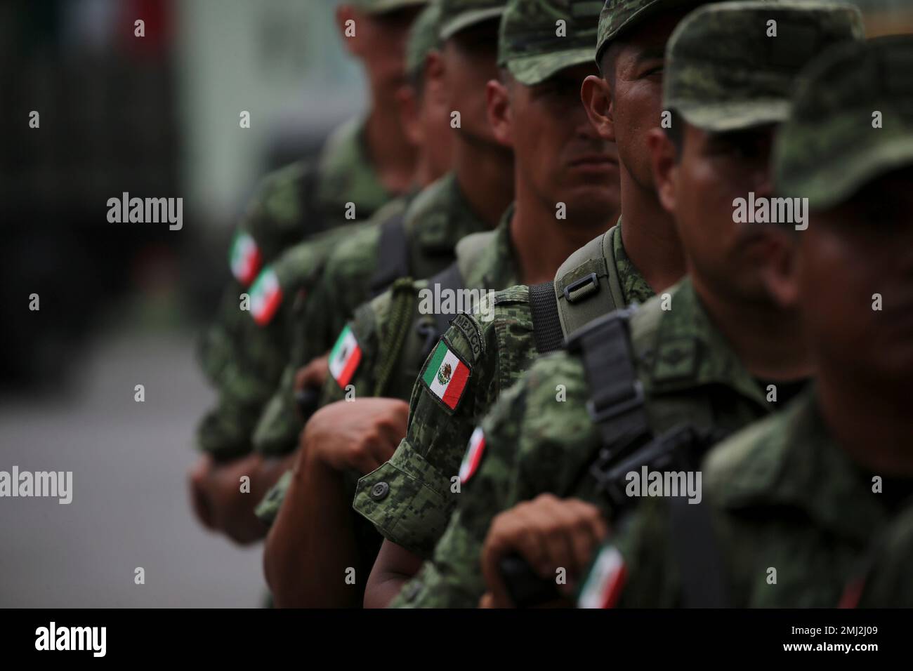 Mexican Army soldiers, members of Military Police, lineup during a ...