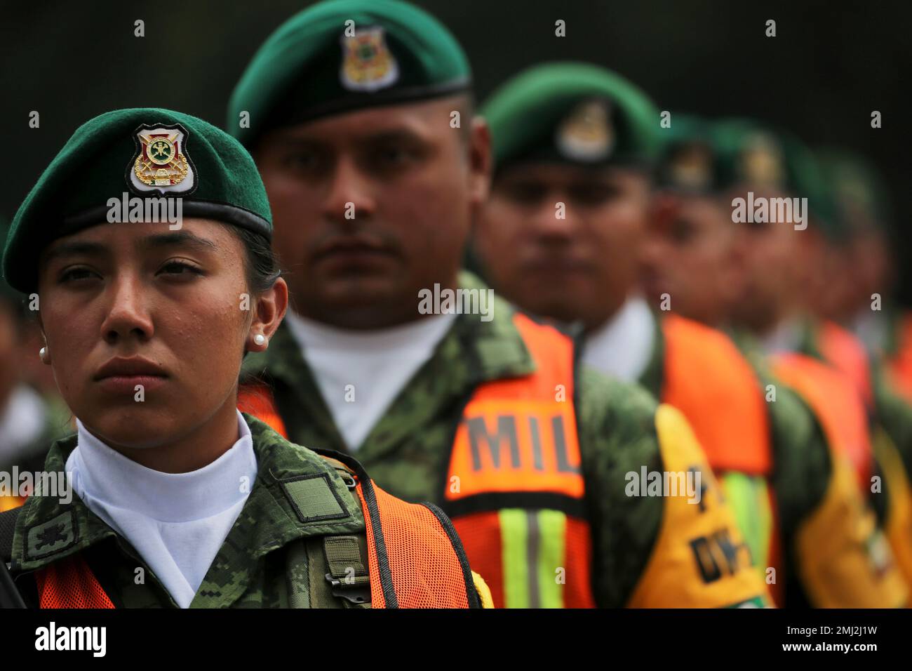Mexican Army soldiers, members of Military Police, lineup during a ...